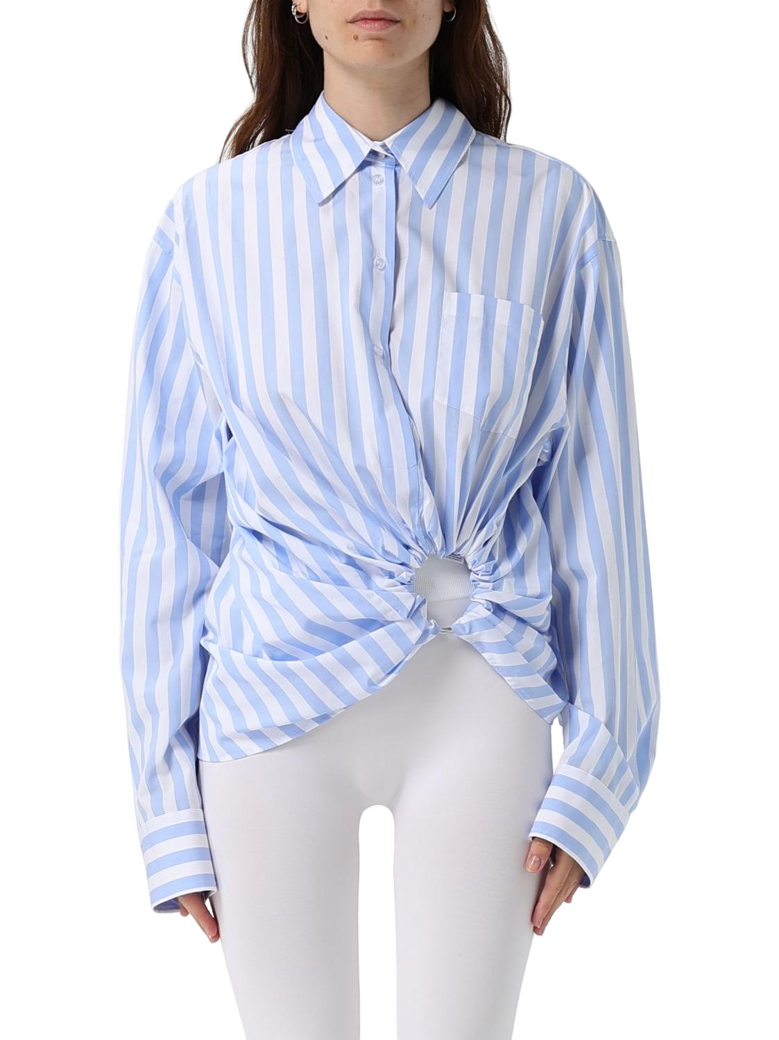 SPORTMAX Sportmax Striped Cotton Shirt with Asymmetrical Hem